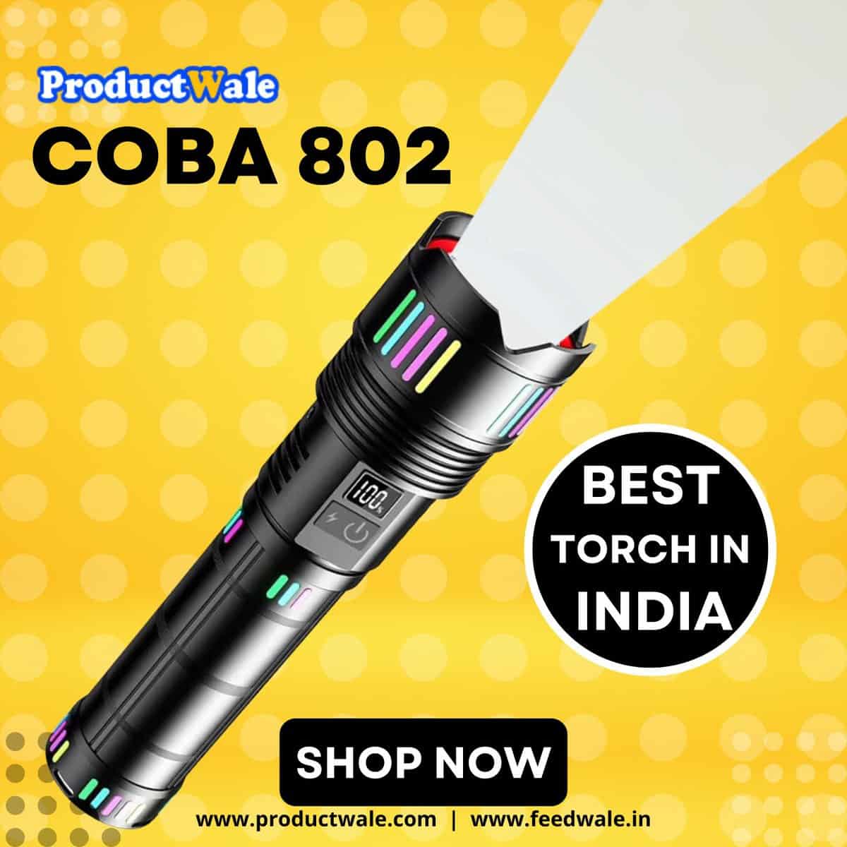 COBA CB-802 Flashlight Torch 3km 40000 mAh Battery! - FeedWale